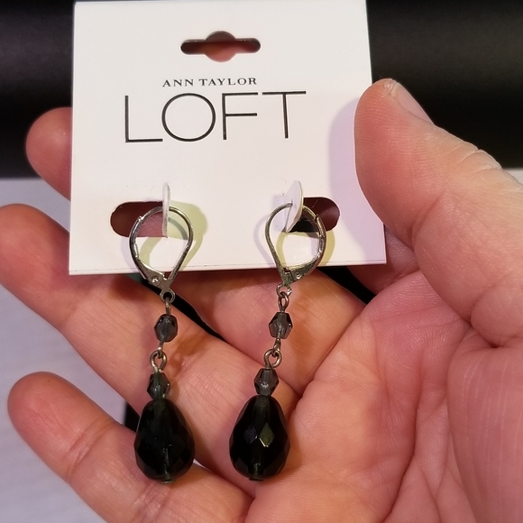 LOFT | Jewelry | Loft Multi Faceted Black Beads Drop Dangle Earring ...